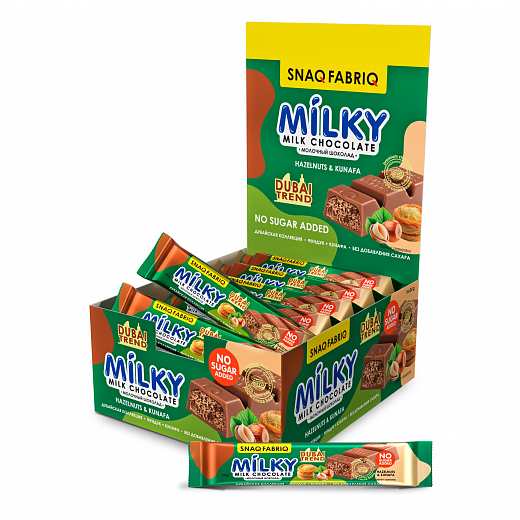 Шоколад молочный начинкой SNAQ FABRIQ Milky, Фундук и кунафа / 40шт по 35г