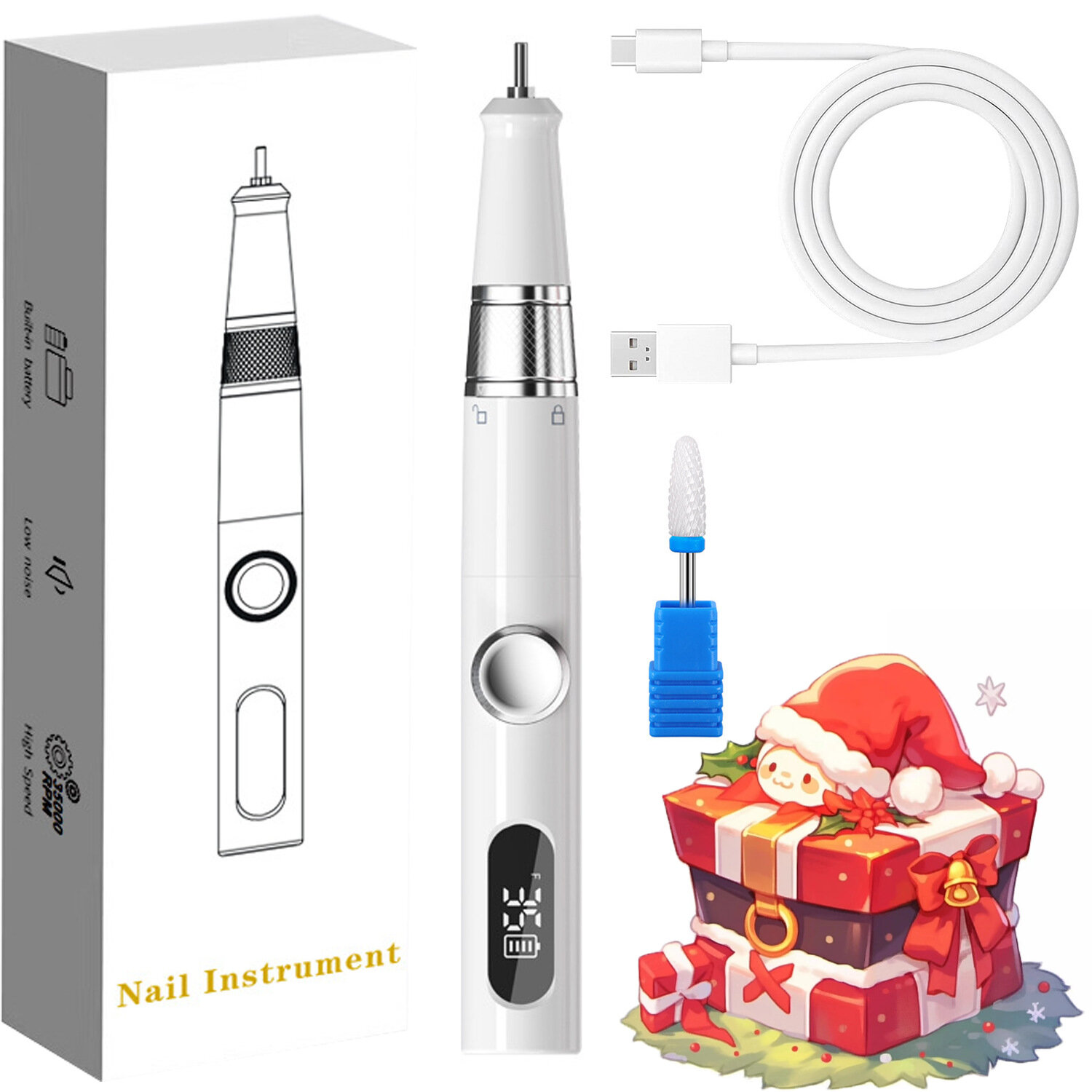 Полировщик Для Ногтей, Маленькая Машинка Для Снятия Ногтей, Портативная Электрическая Машинка Для Стрижки Ногтей С ЖК-дисплеем, Полировщик Для Ногтей