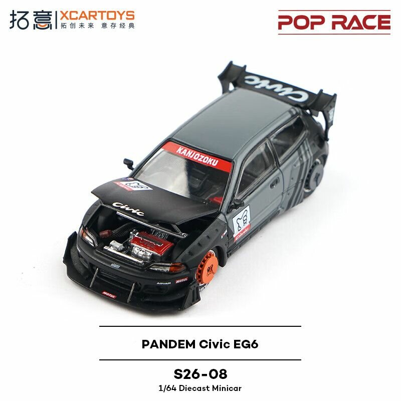 XCARTOYS Машина в масштабе 1:64 Honda Civic EG6 Rocket Rabbit Livery S26-05 JDM Die-Cast Model Car