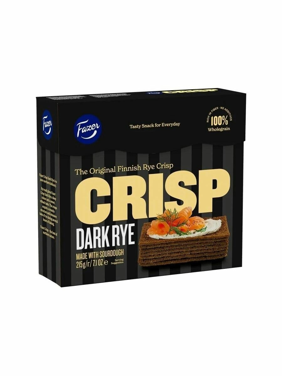 Хлебцы (сухарики) темные ржаные Fazer dark rye 215гр (Финляндия)