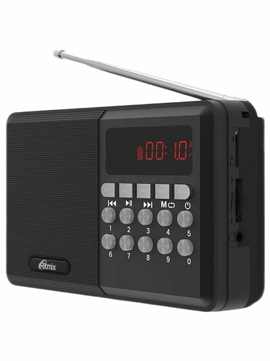 Радиоприемник Ritmix RPR-001, черный, аналоговый тюнер, 3 Вт, переносной