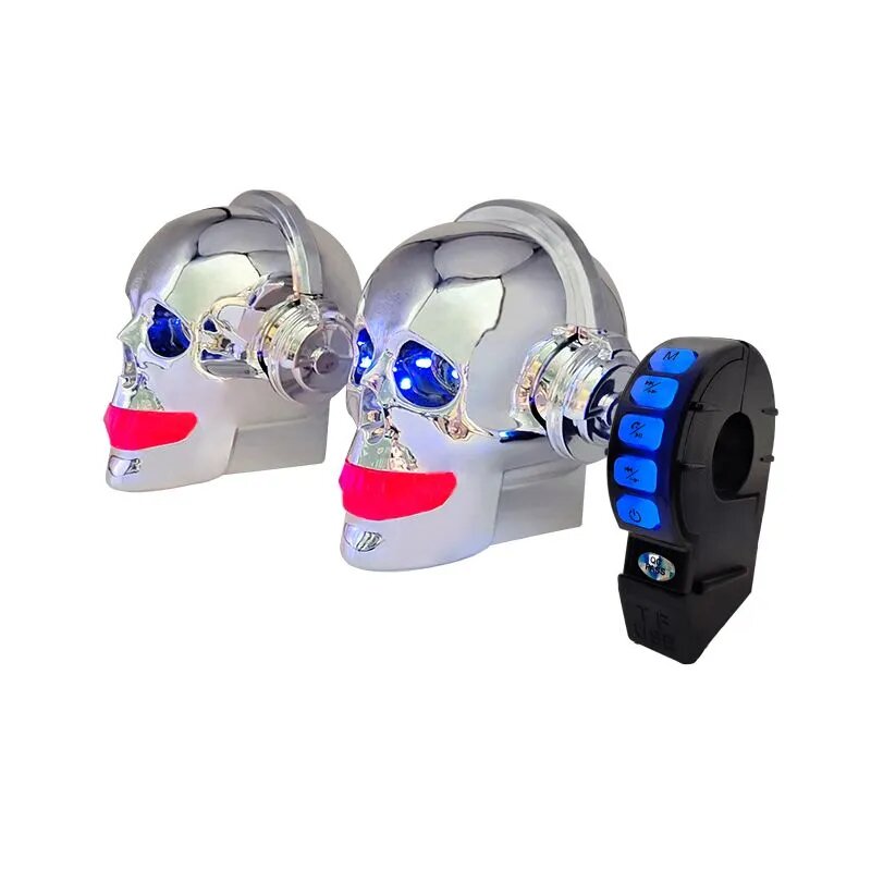 Мотоакустика Skull Audio Серебристый корпус Black 12V 15W*2 Динамики для мотоцикла