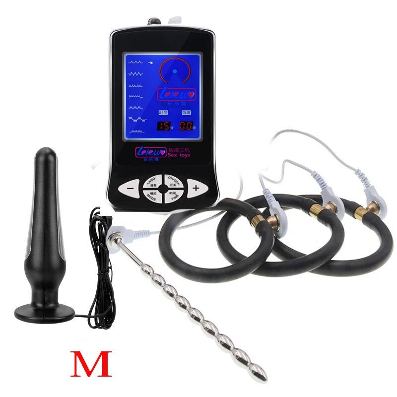 Анальная пробка BDSM с электрическим током, кольцо на член с электростимуляцией, уретрная пробка, 16