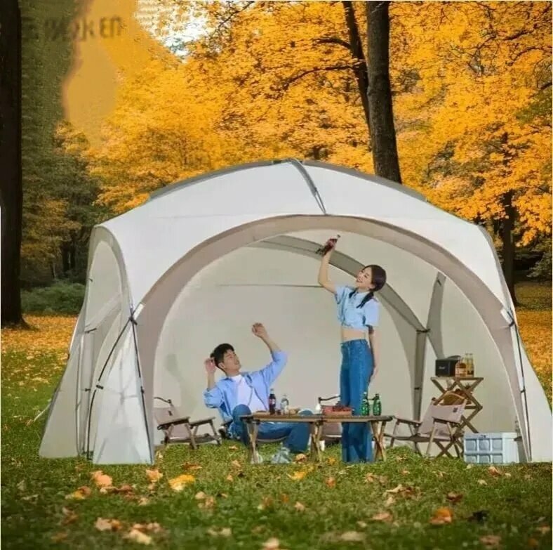 Шатер Садовый Беседка, Бежево-серебристый Гель 4,2*4,2*2,3 Купольный Навес