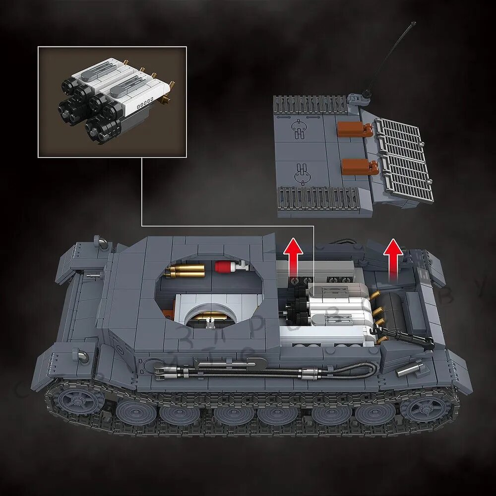 Конструктор Quan Guan VK 45.01(P) VI Tiger (P) Танк 'Королевский тигр' (P) 1531 деталей для мальчиков — фото 1