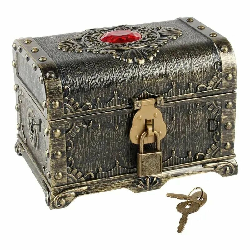 Детский пиратский сундук с сокровищами 14смx11смx10,5см