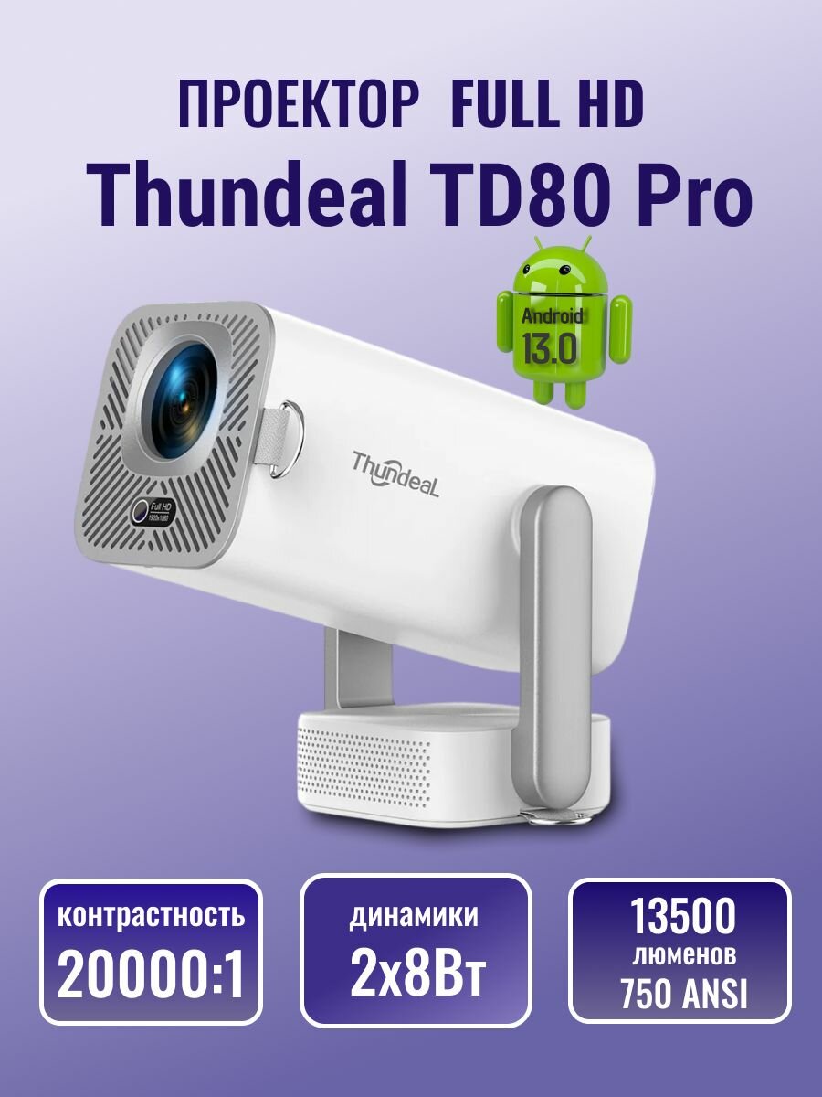 Портативный видеопроектор Thundeal TD80 Pro со встроенным Android 13.0