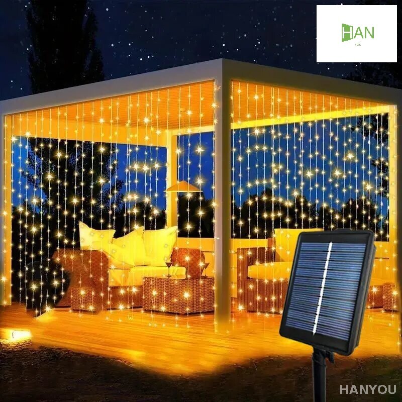 Эксклюзивные светодиодные гирлянды STUXMOS на солнечных батареях, 6x3M 600LEDs, теплый свет