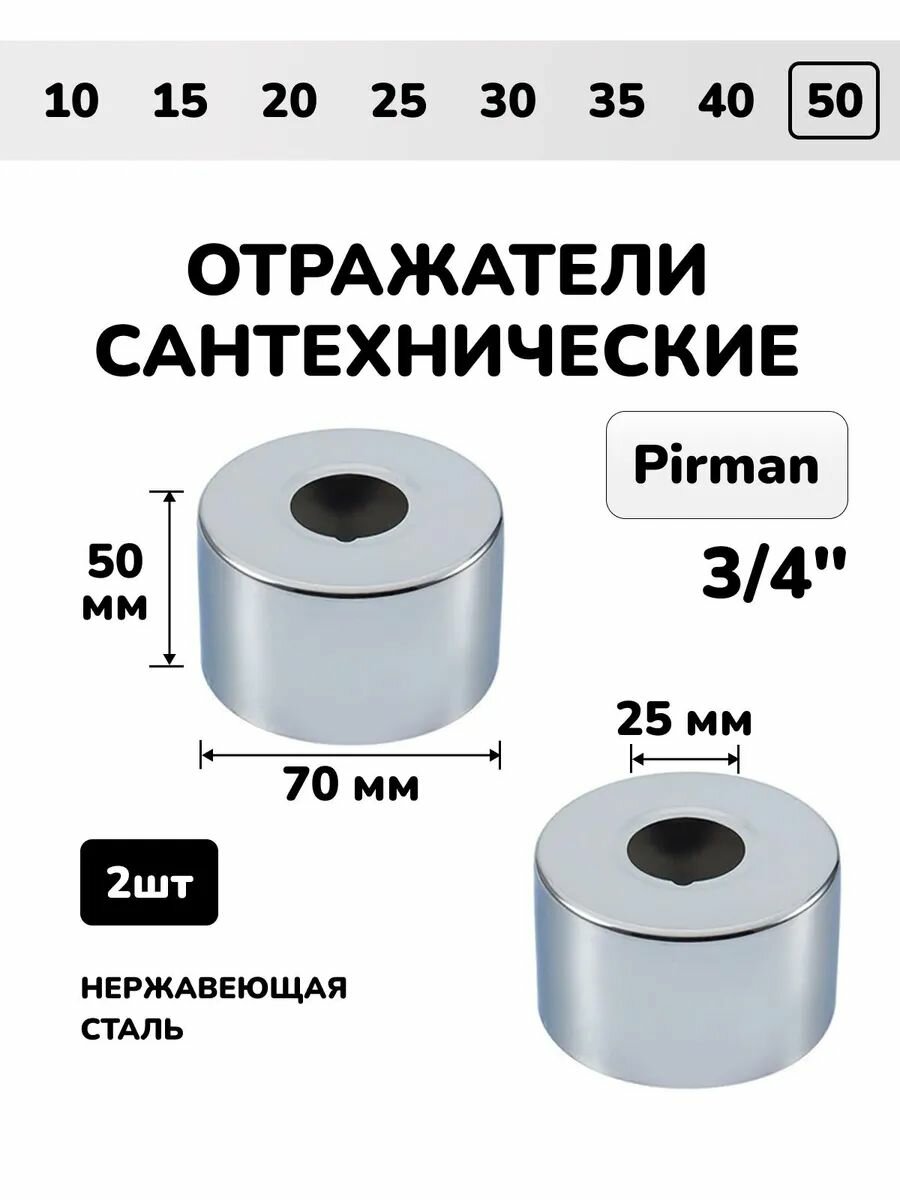 Отражатель для смесителя и полотенцесушителя сантехнический хром круглый глубокий 3/4, 2шт.