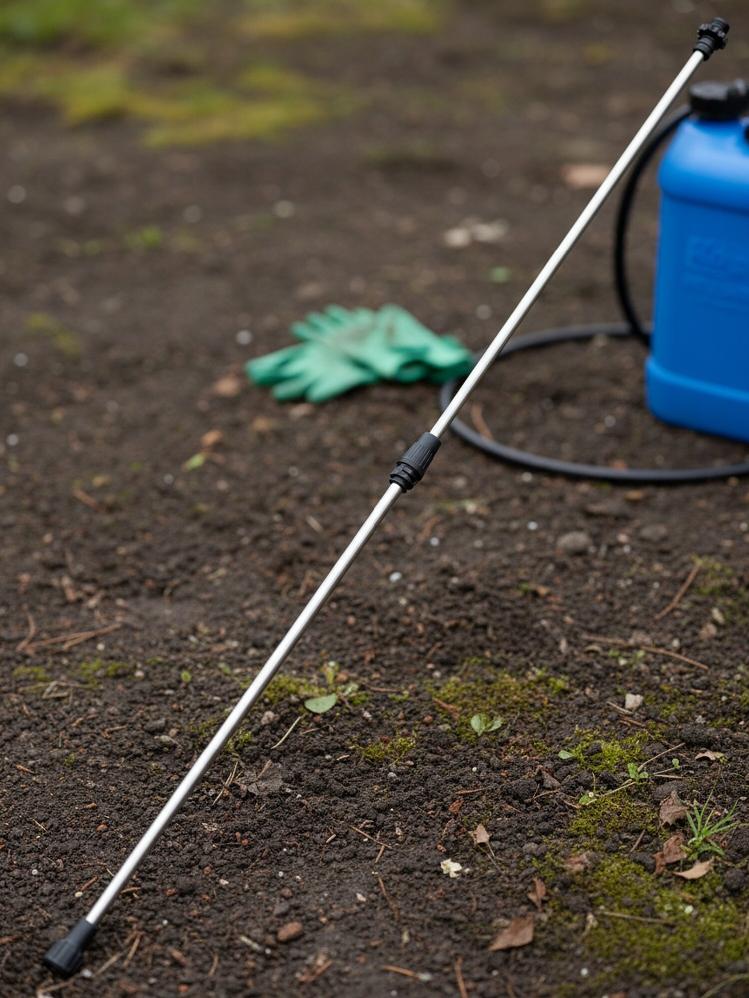 Штанга Kalipso KF-31C под аккумуляторный опрыскиватель 12 и 16 л, серебристый металлический удлинитель садовый.