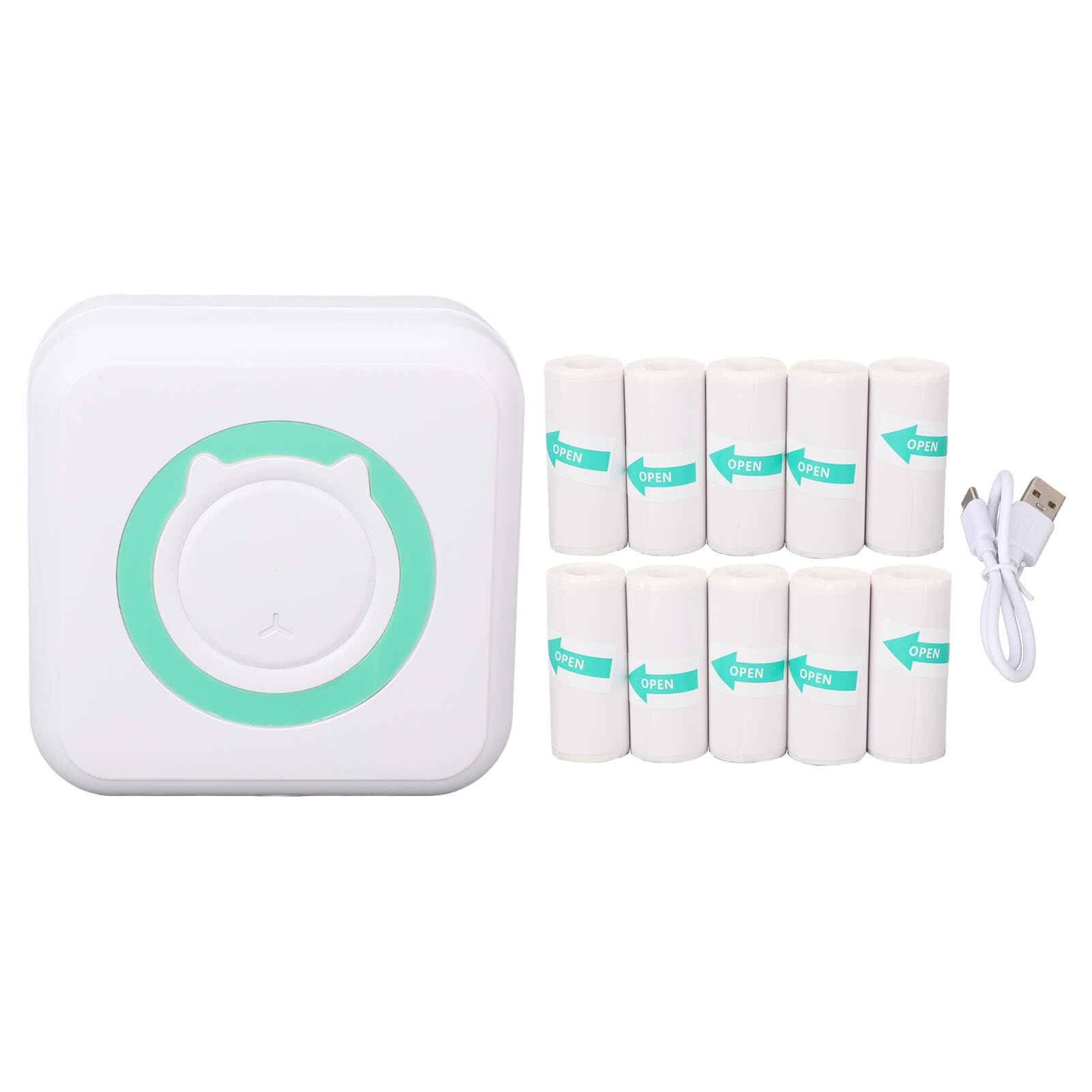 Принтер Study Printer 200DPI, термопринтер, безчернильная черно-белая печать, Bluetooth, портативный, с 10 рулонами бумаги.