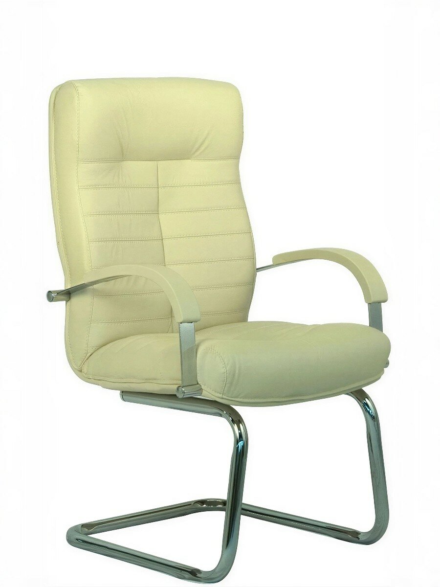 Кресло для конференц-зала с низкой спинкой Factor Орион 2ХС, натуральная кожа/экокожа бежевая