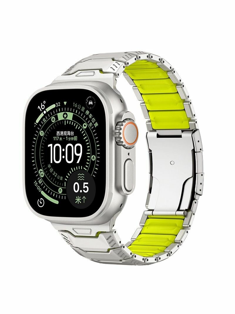 Флуороэластомерный резиновый ремень из сплава цинка для Apple Watch Ultra 3 2 49 мм 10 11 46 мм Магнитная лента