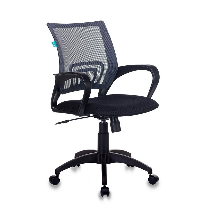 Кресло Бюрократ ткань черная/сетка серый, пластик