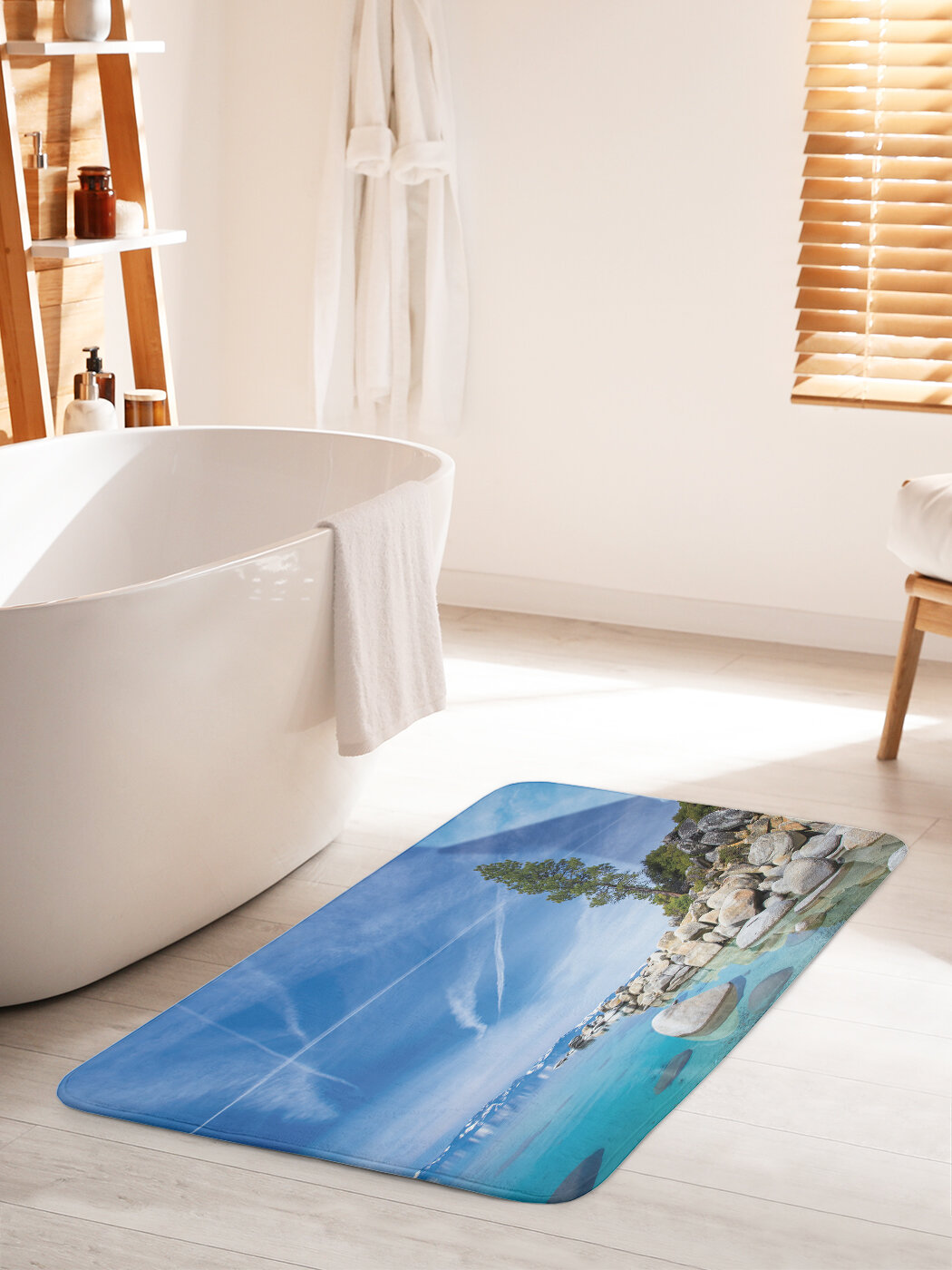 Коврик для ванной комнаты и туалета противоскользящий "Каменный берег" 60х100 см, JoyArty