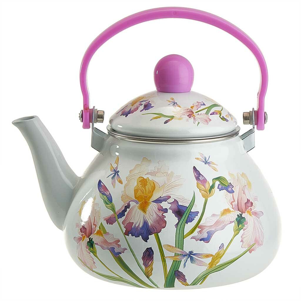 Чайник 1,3 л эмалированный с фильтром из нержавеющей стали EM-1312 "Ирисы"