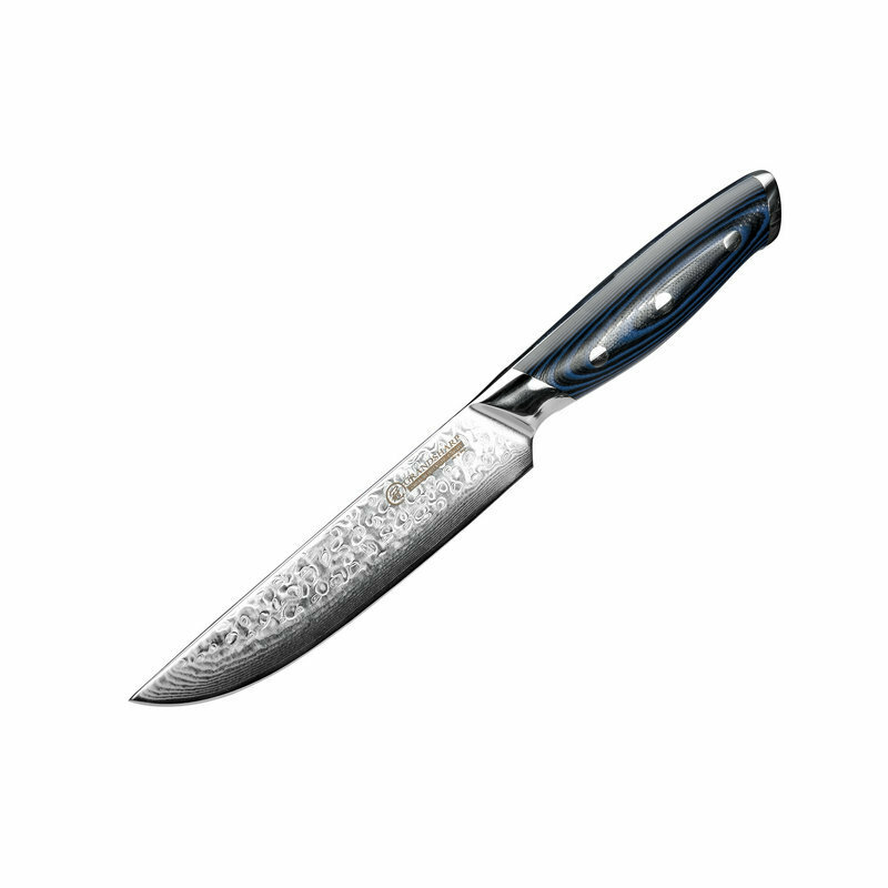 Нож для стейков 5 дюймов с рукояткой G10 и 67-слойной сталью Дамасской, отличный для мяса и обеденных мероприятий