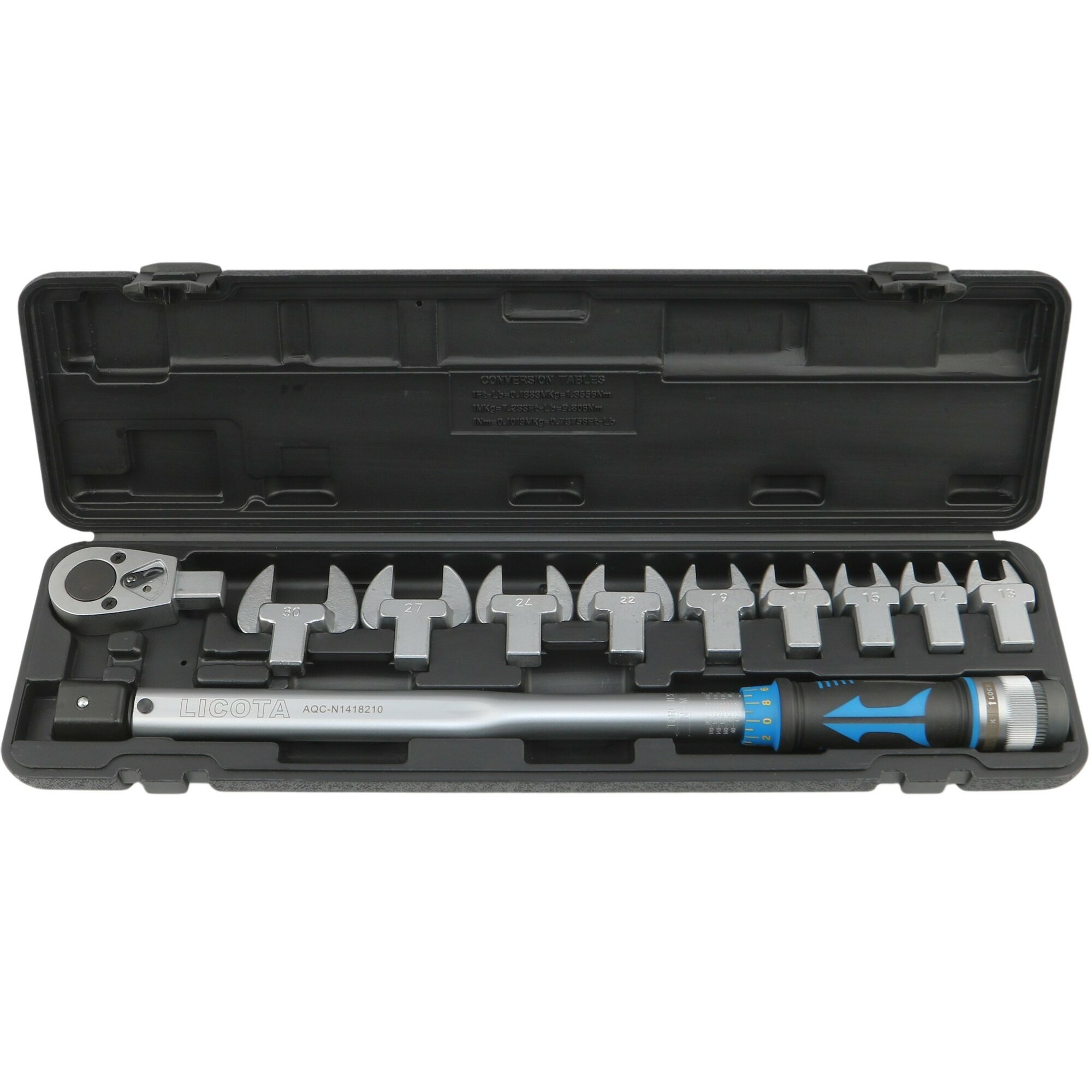 Licota AQC-S001NM Динамометрический ключ в наборе со сменными насадками, 11пр, 40-210Нм