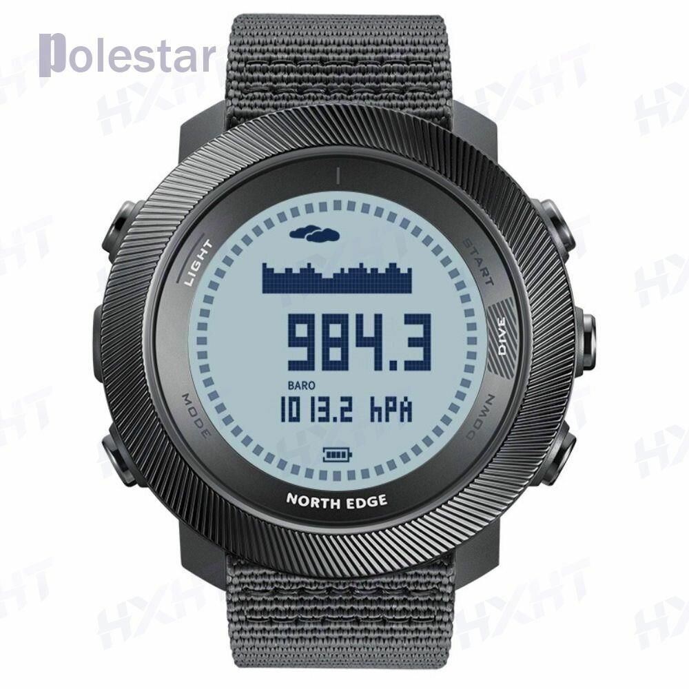 NORTH EDGE APACHE-D: Водонепроницаемые Светящиеся Часы Для Мужчин (Плавание, Дайвинг, Шагомер, Замер Глубины И Давления)