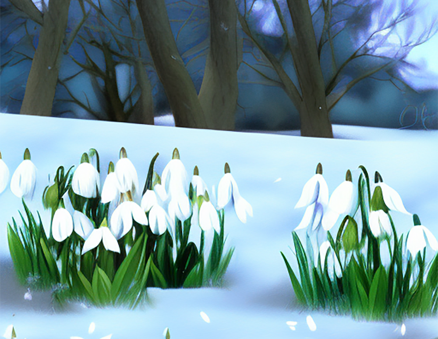 Картина по номерам "Подснежники в лесу", хлопковый холст на подрамнике 40х50 см, акрил, 000 Art Hobby Home