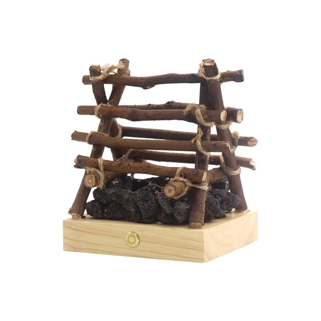 Имитация деревянного костра ручной работы, светодиодное мигающее дышащее пламя со звуковым эффектом-трапециевидный-цвет бревна