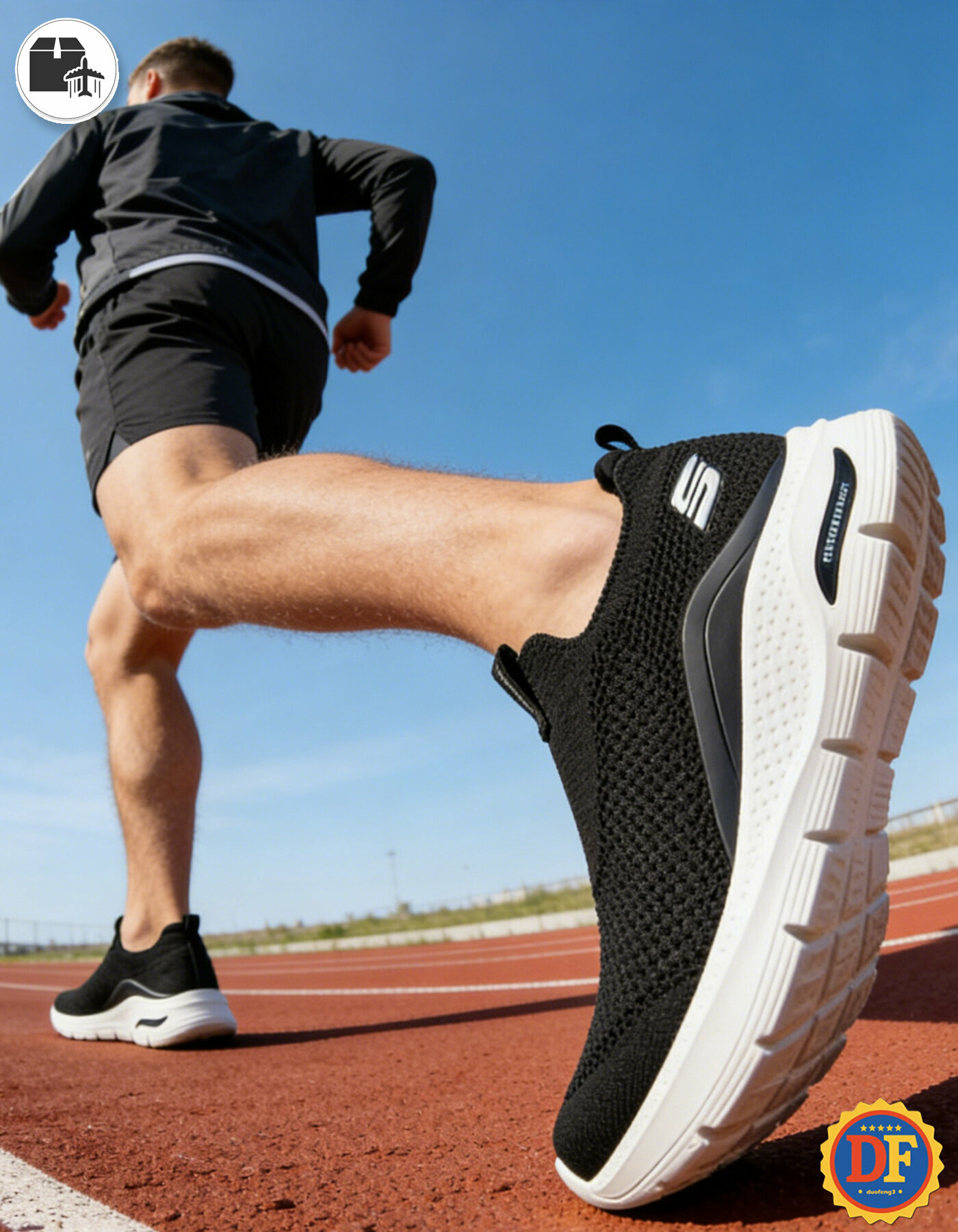Мужские кроссовки для работы и спорта — легкие дышащие с технологией Flyknit，Черно-белый