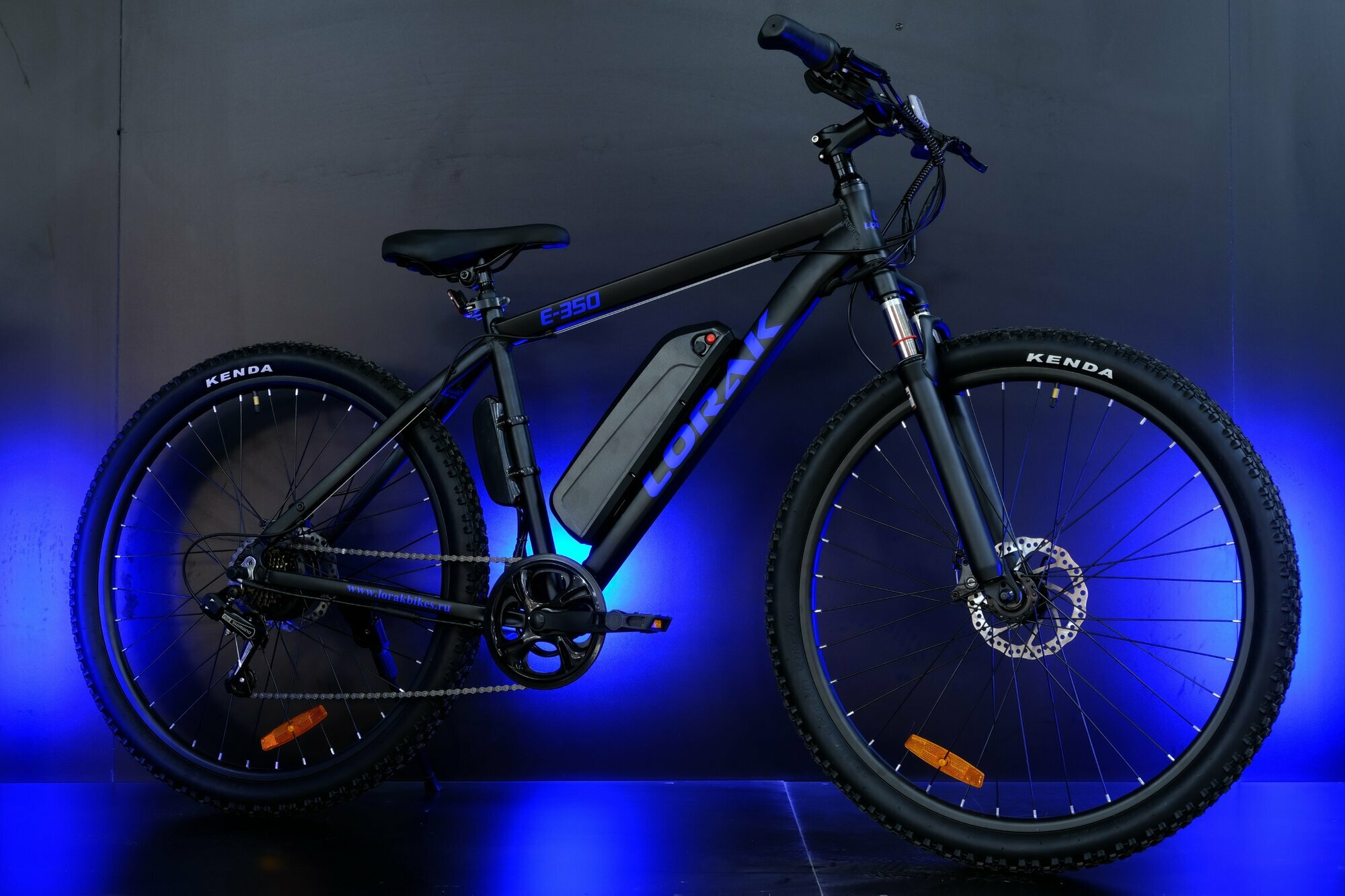 Электровелосипед LORAK E-350 Чёрный/Синий под рост 170-185 см