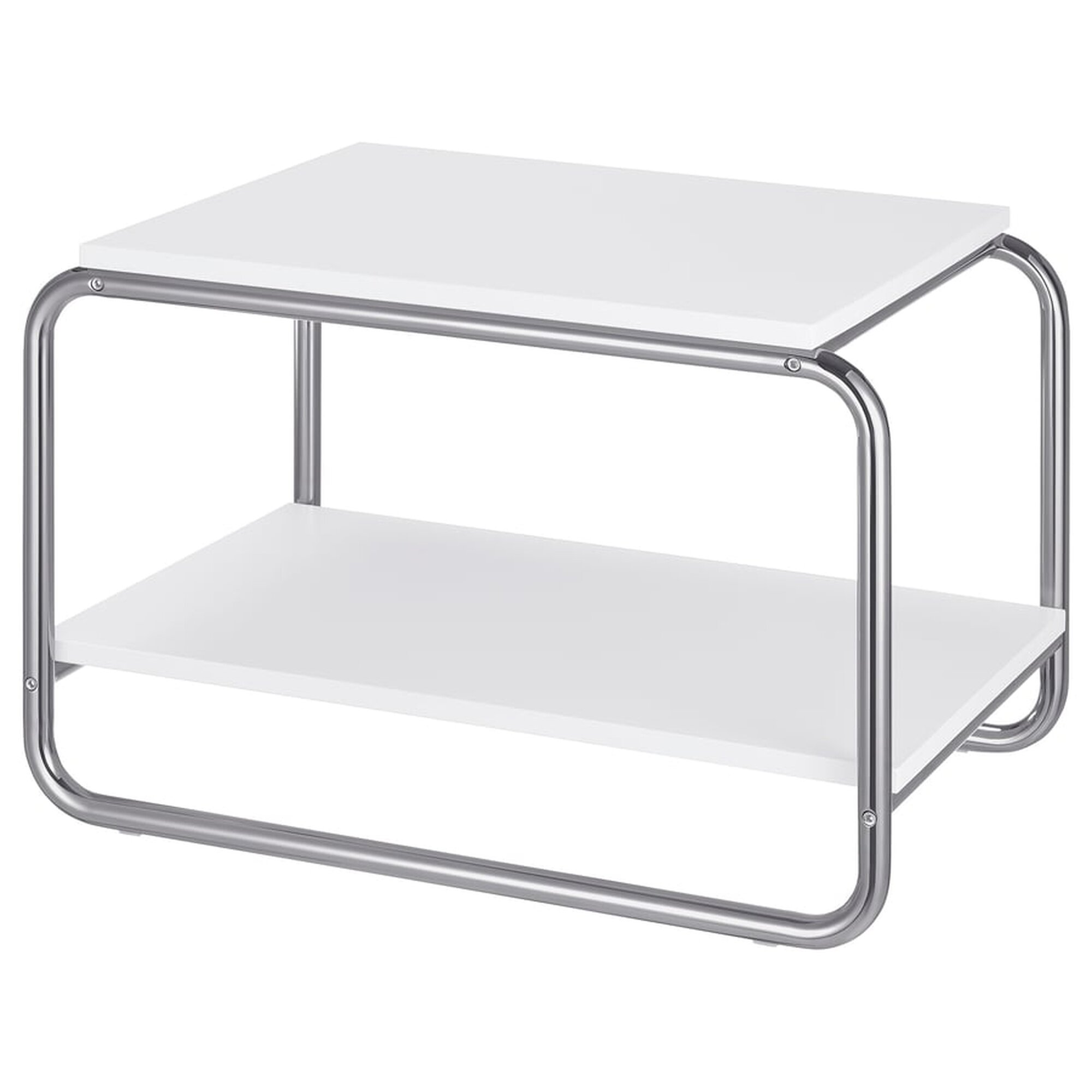 Стол журнальный IKEA BAGGBODA, цвет серебро/белый, 71х50 см 205.565.07