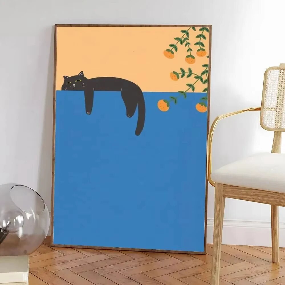 Абстрактная картина с кошкой, 50x70см, цвет 21