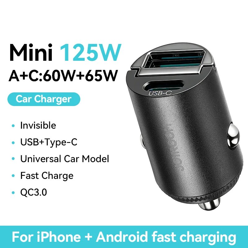 Автомобильное зарядное устройство Joyroom 30W с кольцевым креплением, Type-C USB, 125W USB Type-c