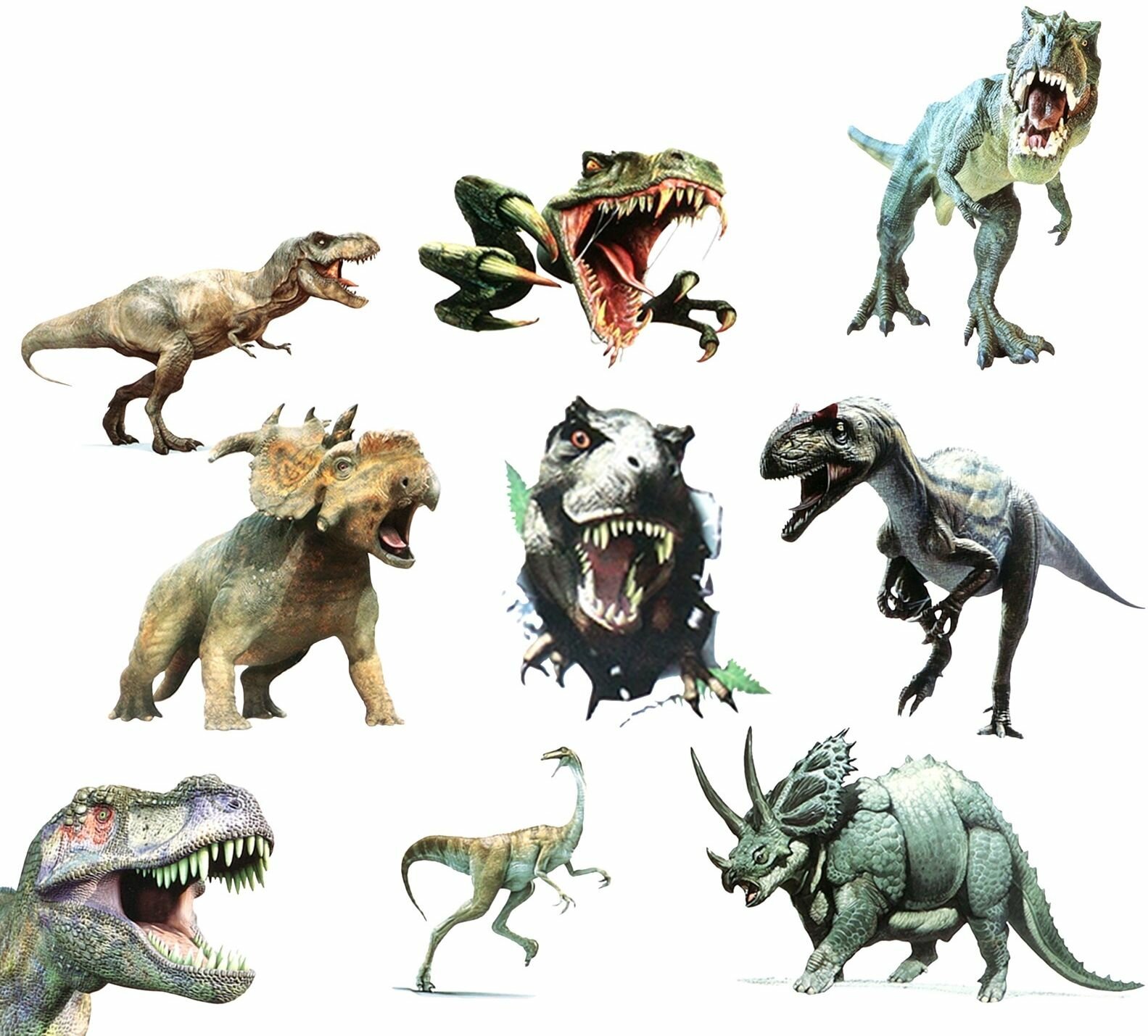 Интерьерная наклейка 3Д "Динозавры", размер 90х30 см, декор на стену, большое цветное самоклеящееся панно 3D