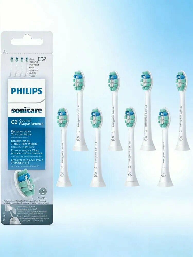 Насадки для электрической зубной щетки Xiangya YouVogue Sonicare C2 Optimal Plague Defence HX9022/10,8 шт, белый