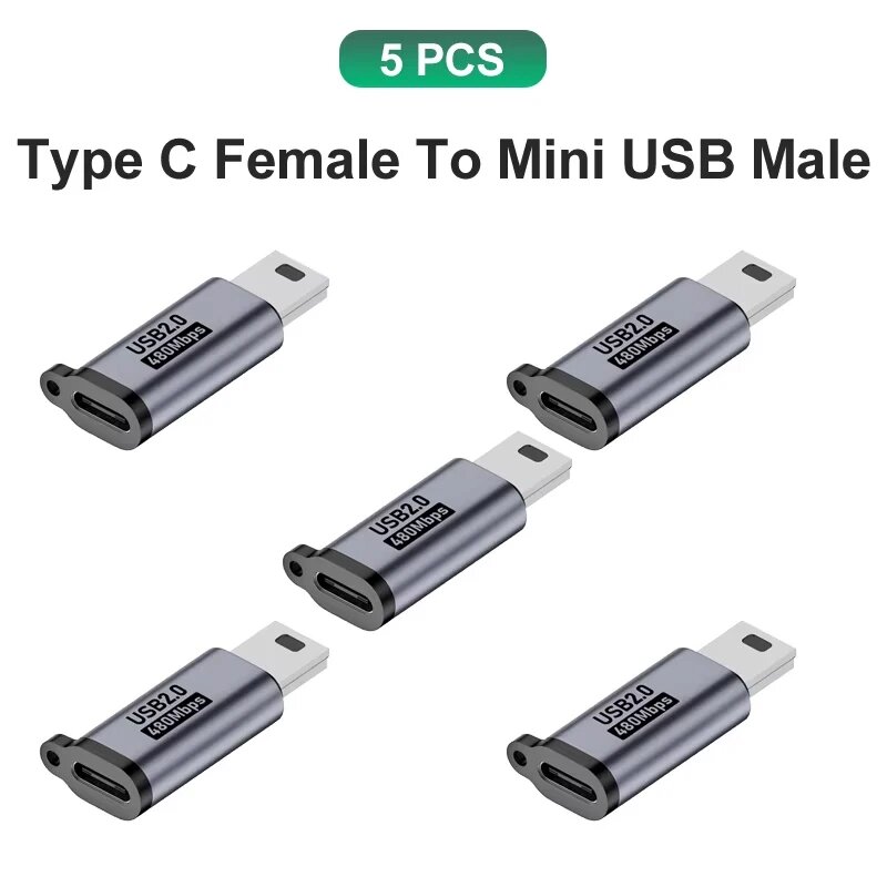 5 шт. Адаптер Type-C Female to Mini USB Male