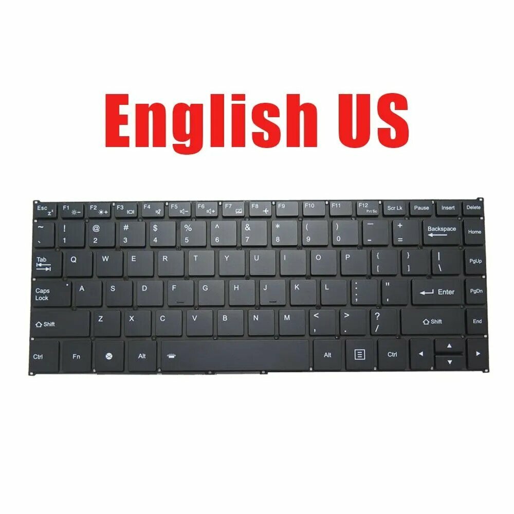 Клавиатура Клавиатура для ноутбука для DEXP Atlas M14-I5W304 (US/English), с подсветкой, черная, новая, Английская раскладка, черный