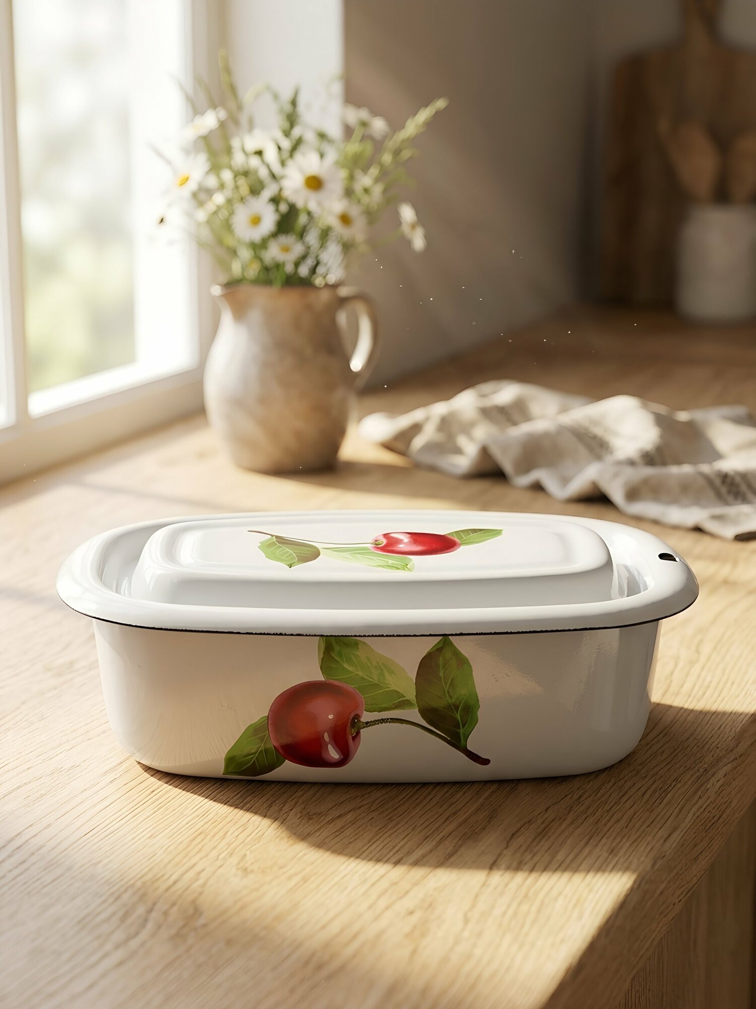 Лоток для продуктов Керченский металлургический завод, 0.6 л, прямоугольный, сталь с эмалированным покрытием и крышкой