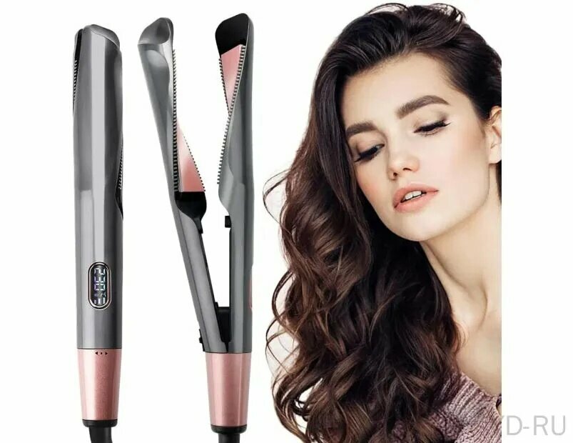 Утюг для выпрямления и завивки Multi-Styler с технологией Twist & Curl, объединяющий два инструмента в одном, с защитой цвета волос, розового цвета,