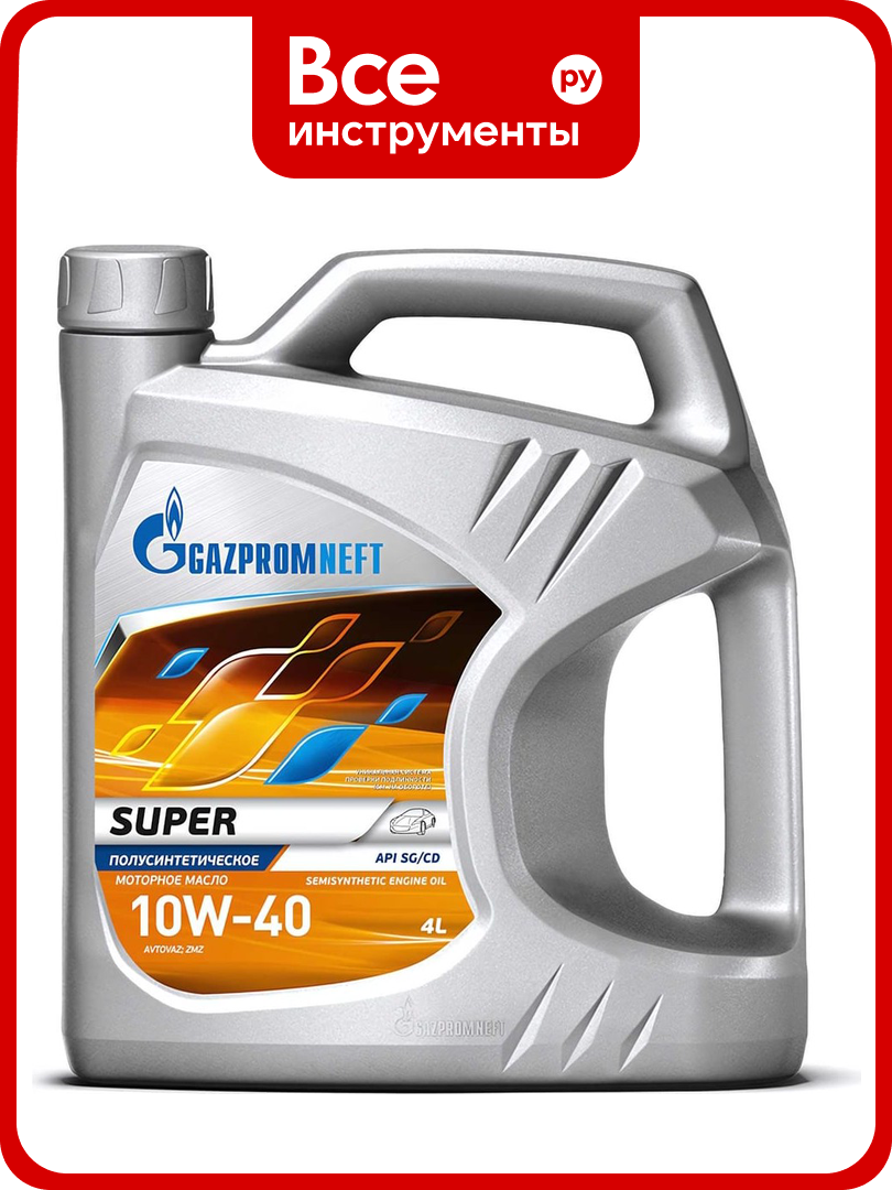 Масло Super 10W-40 4л, Gazpromneft 253142142 для легковых автомобилей, моторное масло, зимняя стабильность