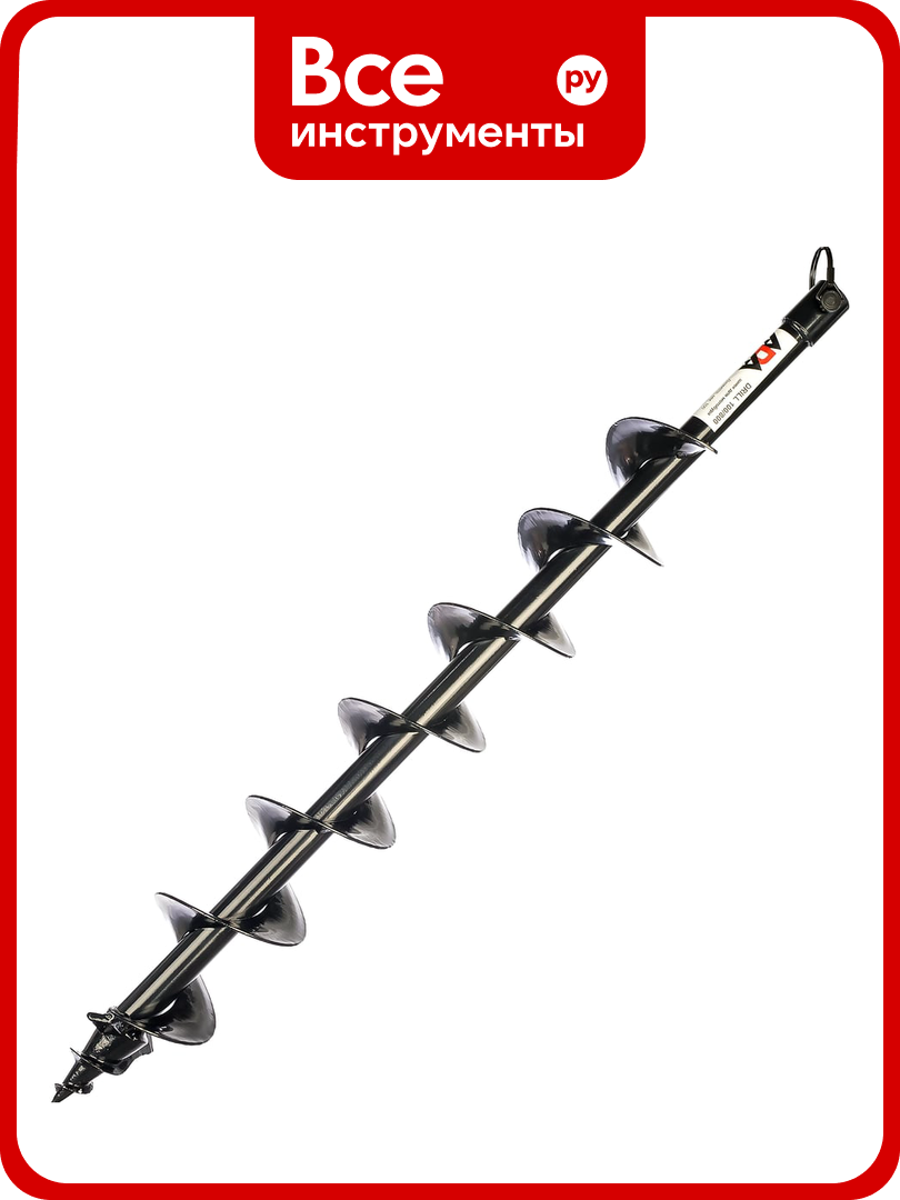 Шнек Drill 100/800 (100х800 мм) для мотобуров ADA А00236, 20 мм, однозаходный для обработки почвы из закаленной стали