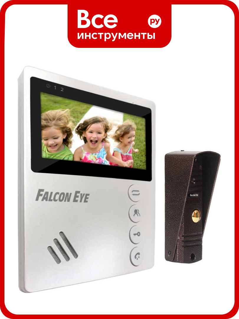 Комплект домофона Falcon Eye KIT- Vista, видеодомофон с видеокамерой, проводным подключением, белый