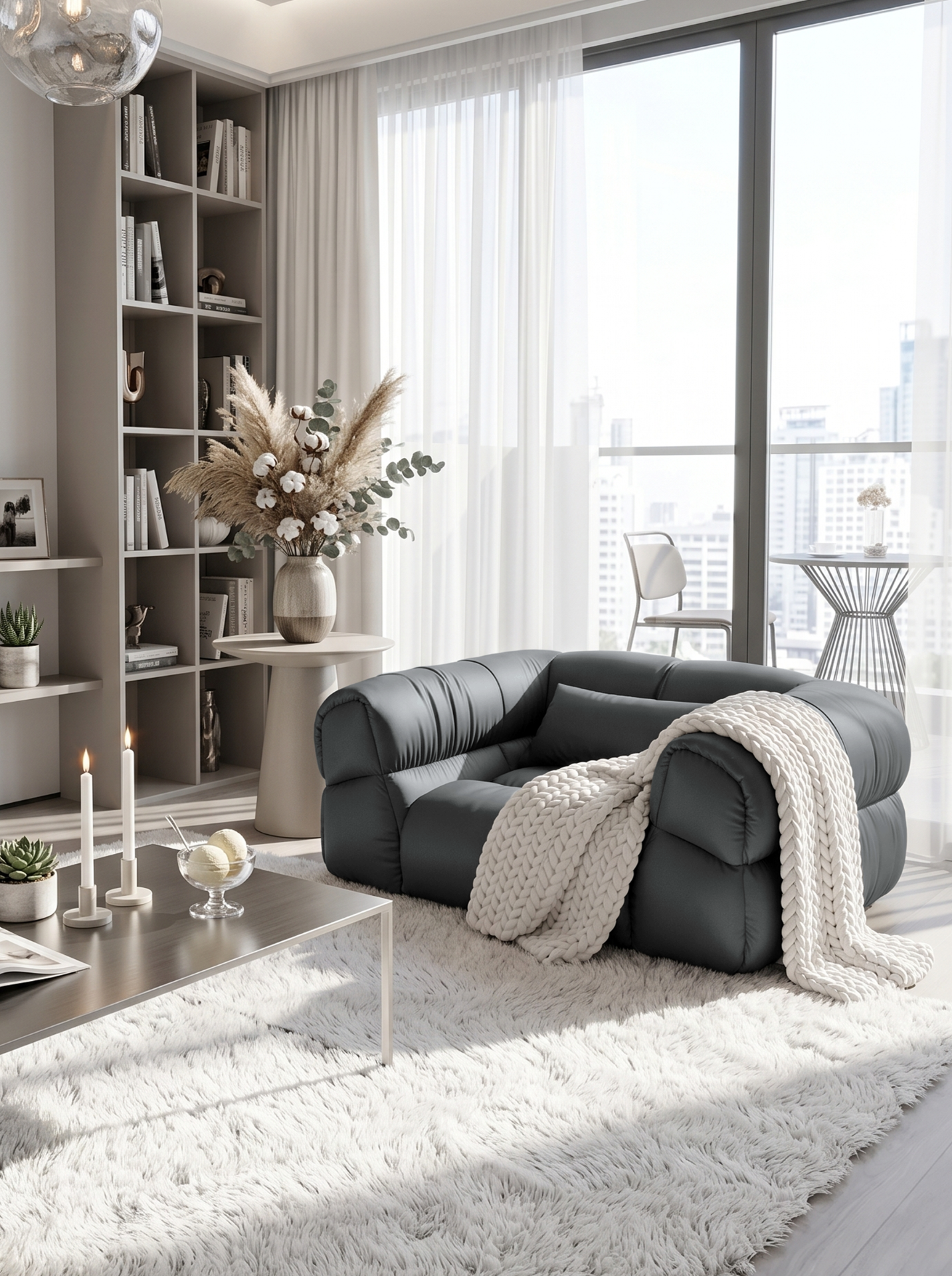 Кресло Шелби Galaxy Dark Grey NOW 155x105x72 см, серый Экокожа, нераскладной Фиеста