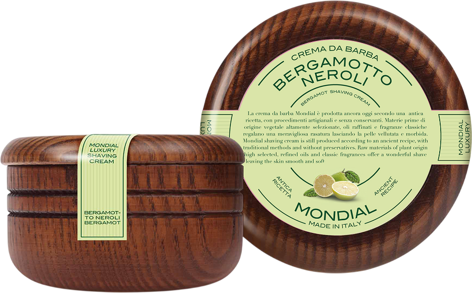 MONDIAL Крем для бритья "Бергамот и нероли", деревянная чаша Bergamotto Neroli Shave Cream 50+2*15ml