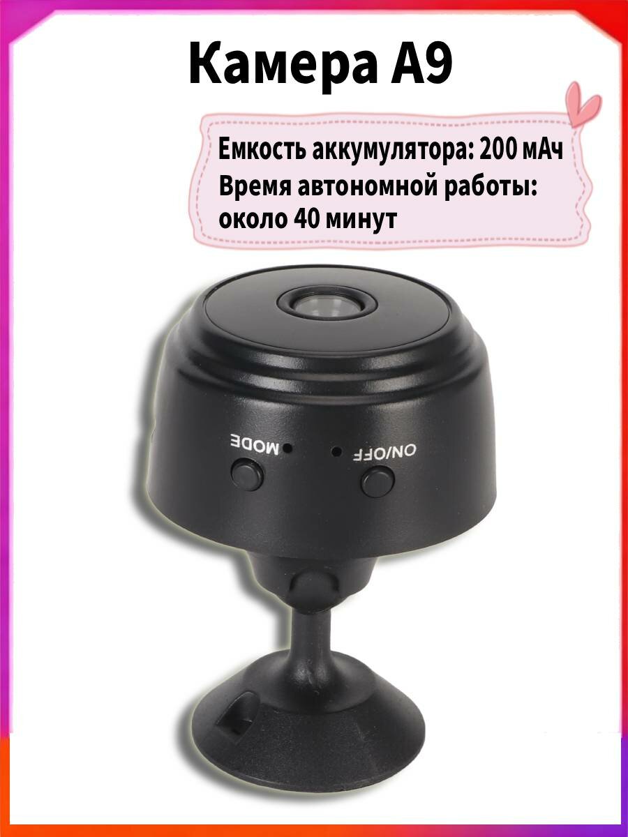 Камера видеонаблюдения Wi-Fi 1080P с датчиком движения и ночным видением для дома черная