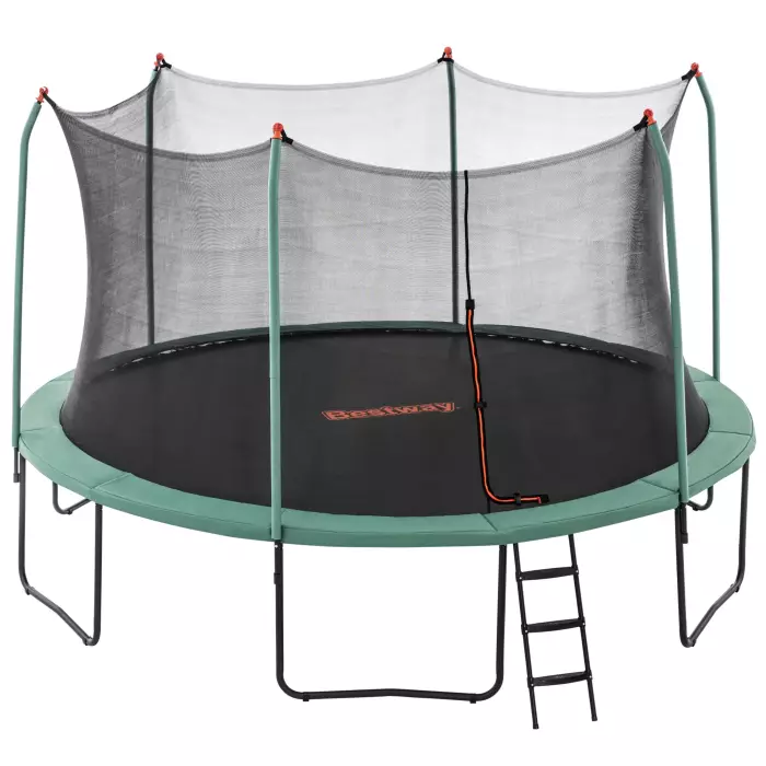 Батут каркасный Bestway Xtreme Air Trampoline 59105 BW с защитной сеткой 366х278 см, лестница, до 113кг, серый