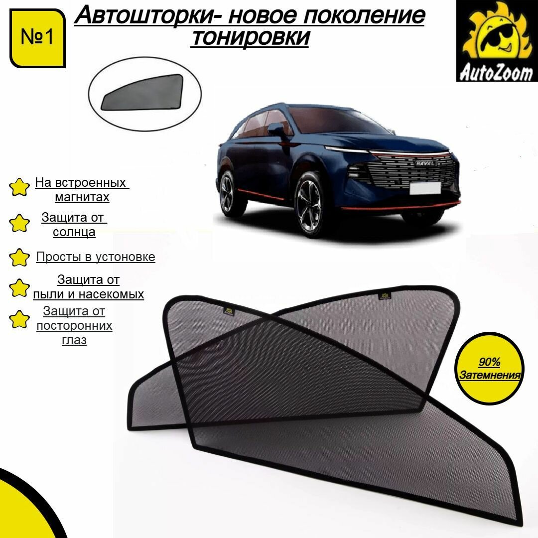 Каркасные автошторки на 2. Haval F7 2024-н. в, джип 5 дв, передние двери AutoZoom