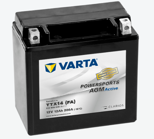 Аккумулятор мото Varta Powersports AGM 512 909 020 YTX14 12Ah 200A (150x87x146) 150x87x146