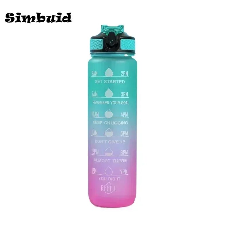 Спортивная бутылка для воды 900 мл, green purple