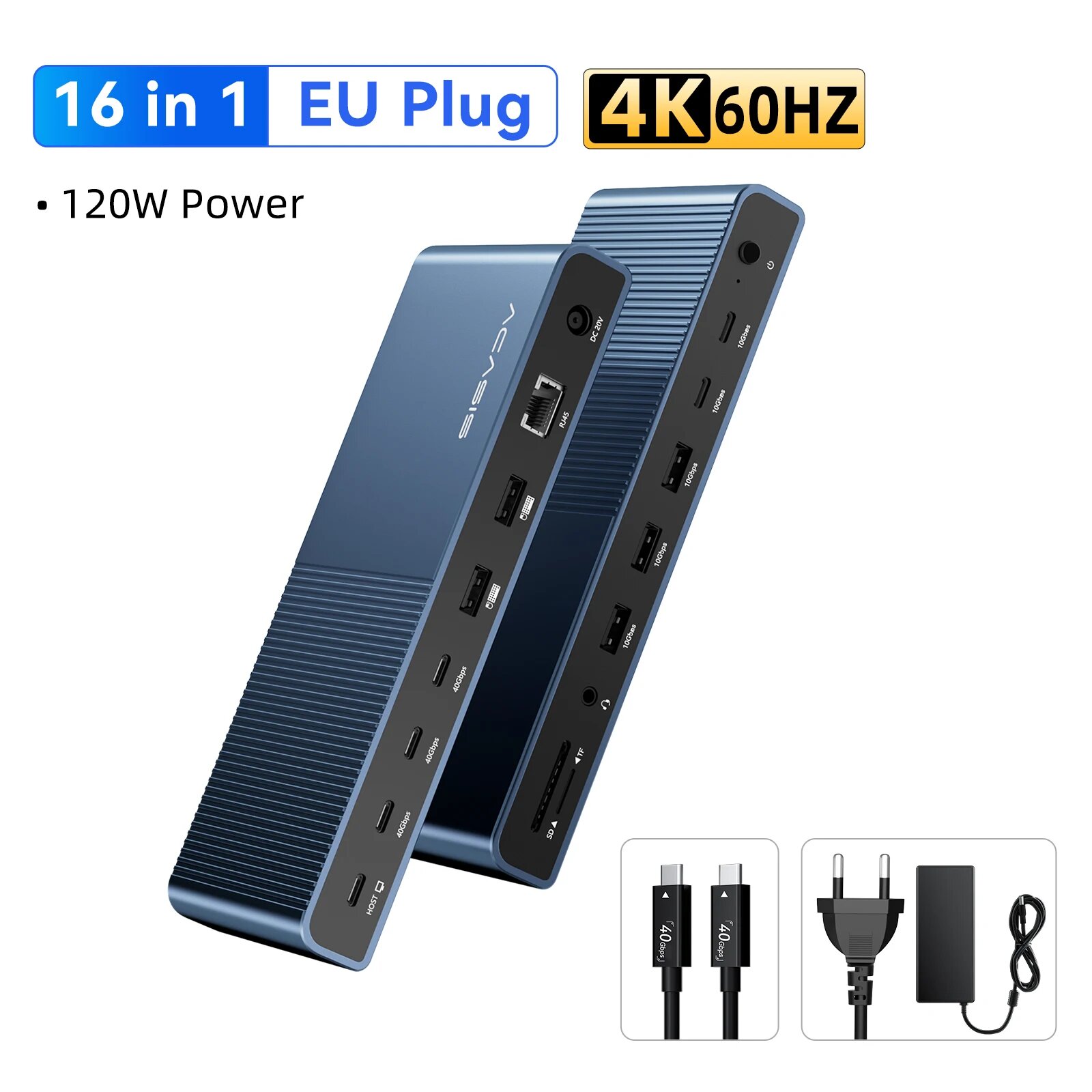 Док-станция Acasis 16 в 1 EU Plug 4K 60Hz 120W