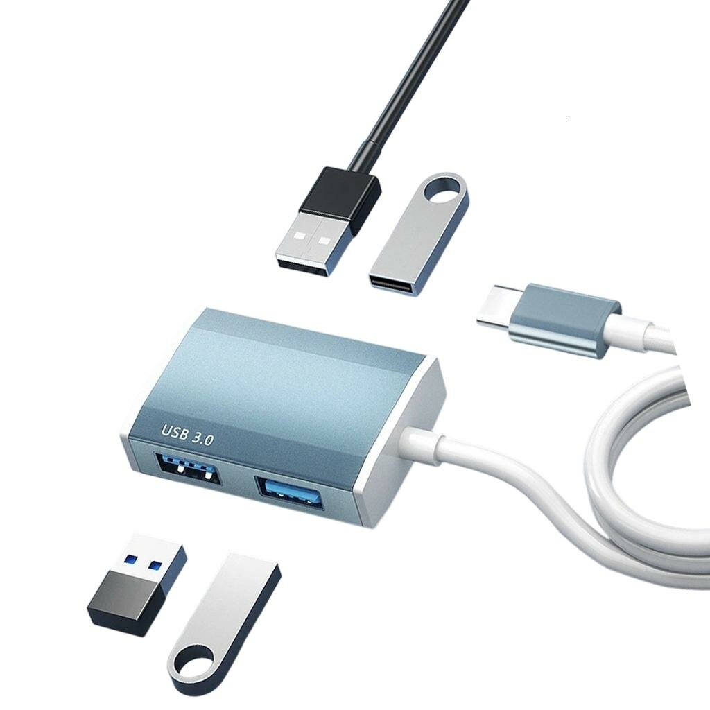 Портативный USB 3.0 хаб с гигабитным Ethernet, Серый - ТИП