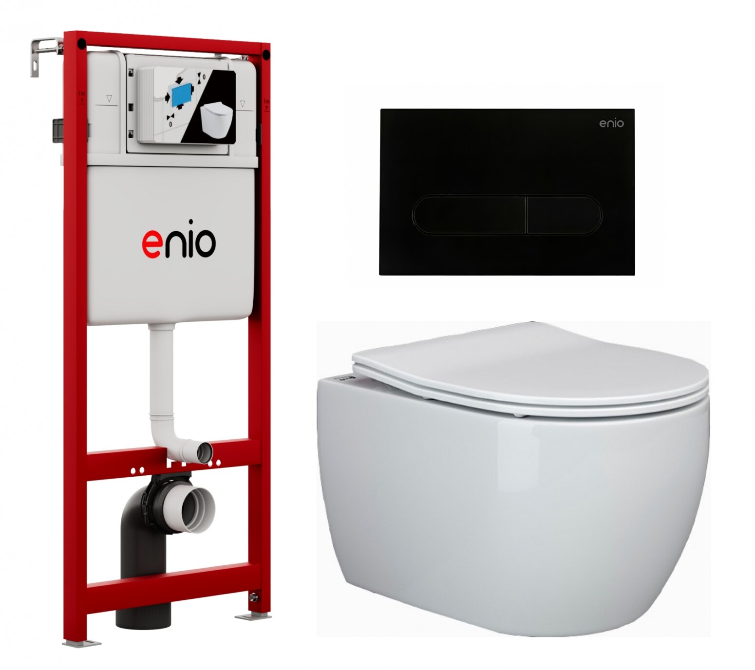 Комплект 3 в 1 инсталляция Enio Profi EN7050050 + Унитаз подвесной Ceramica Nova Play CN3001 + кнопка черная матовая Stondato