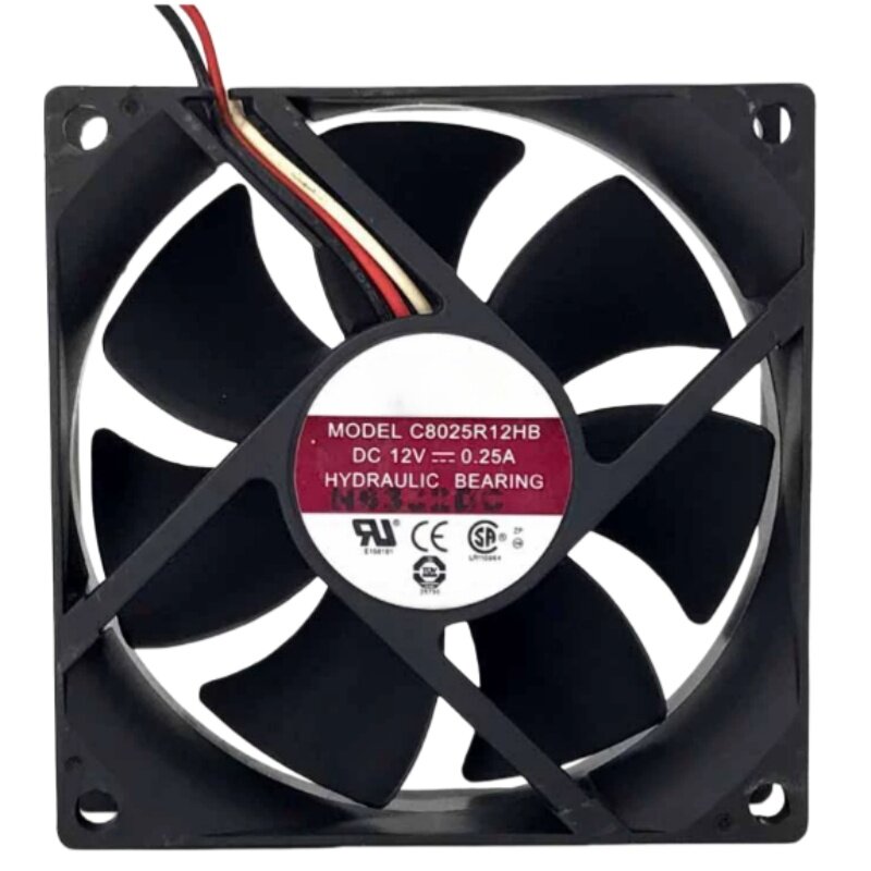 100% Новый оригинал C8025R12HB 8025 80mm DC 12V 0.25A chassis Вентилятор охлаждения motherboard 3P plug